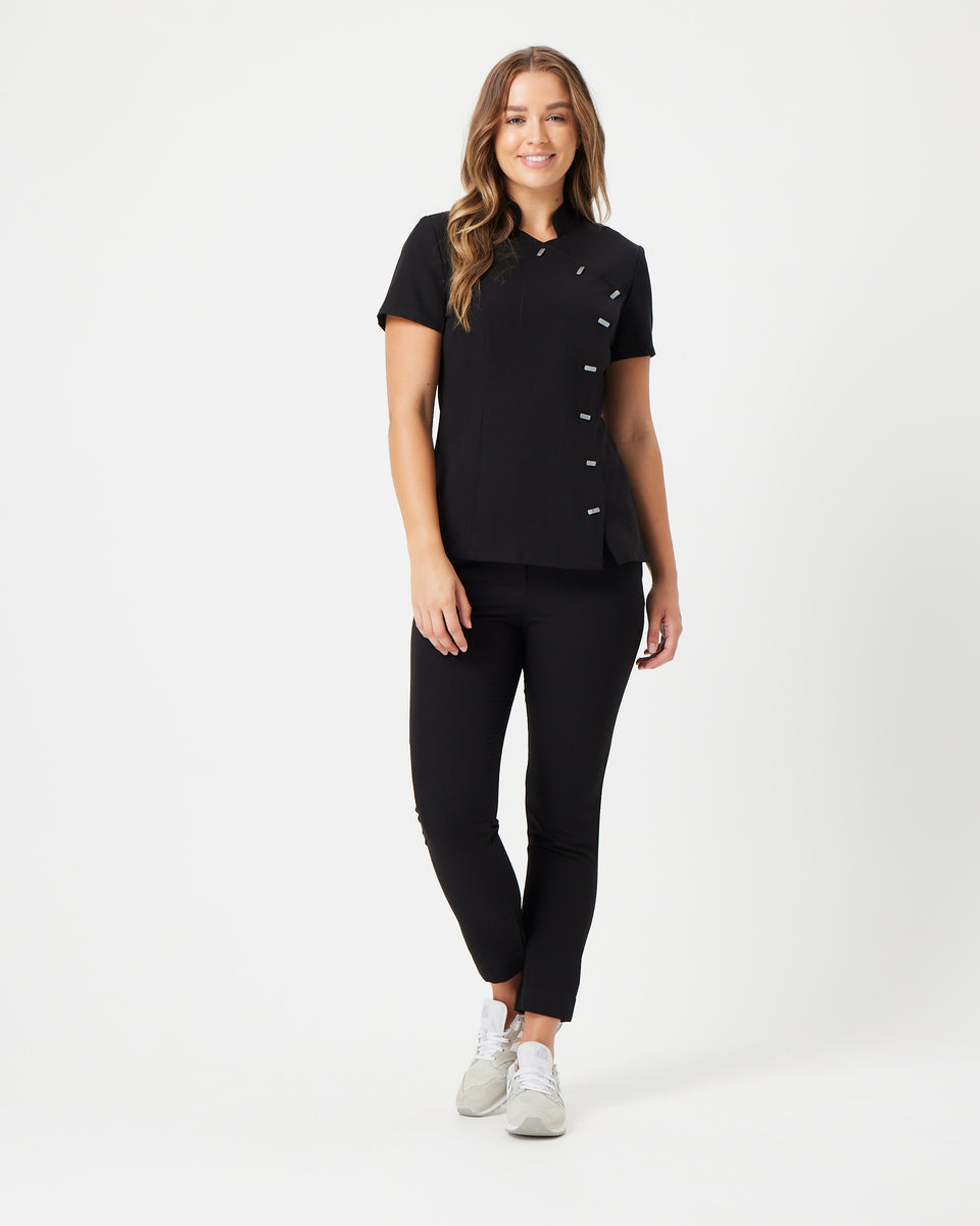 ANNIE Black Tunic Scrub Top – Scrub Lab - Premium Medical Apparel