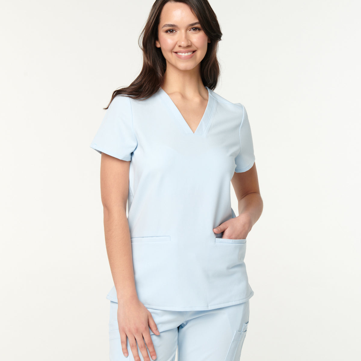 Women's Elizabeth Two Pocket Scrub Top | Powder Blue – Scrub Lab ...