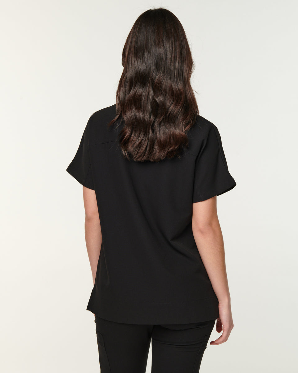 Women’s Fiona Crew Neck Scrub Top | Black – Scrub Lab - Premium Medical ...