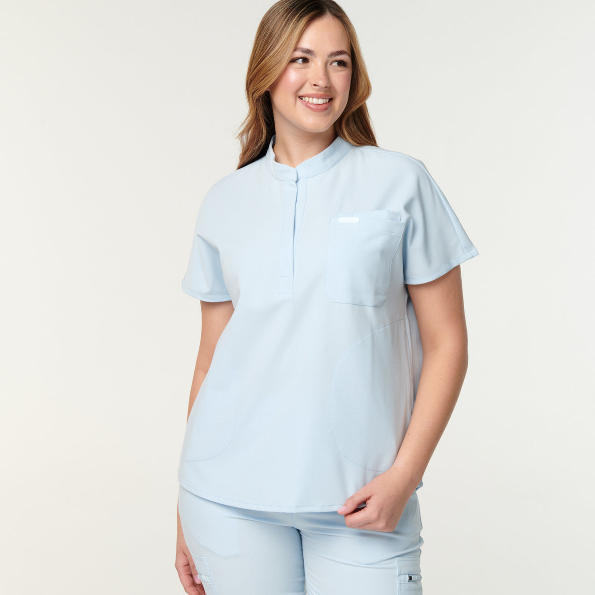 Women’s Mabel Mandarin Collar Scrub Top | Powder Blue – Scrub Lab ...