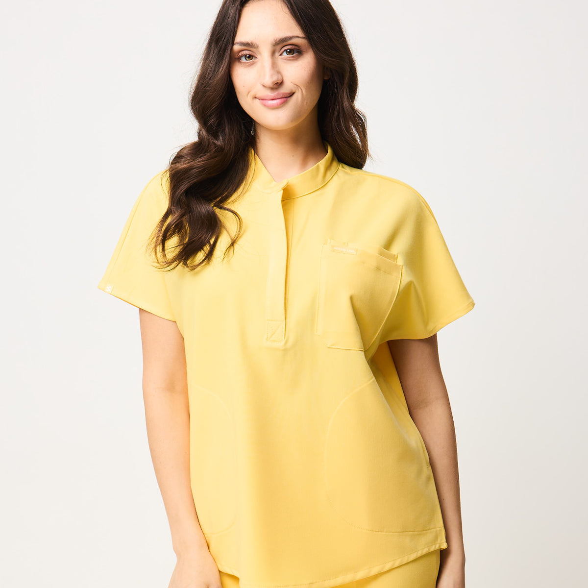 Women’s Mabel Mandarin Collar Scrub Top | Meadow Yellow – Scrub Lab ...