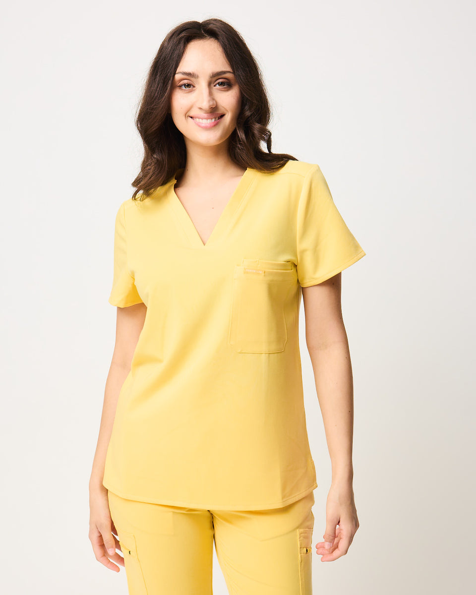 FLORENCE Three Chest Pocket Scrub Top - Meadow Yellow – Scrub Lab ...