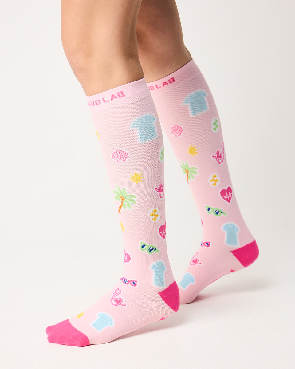 PRESCRIBING ADVENTURE Pink Compression Socks for Nurses & Healthcare ...