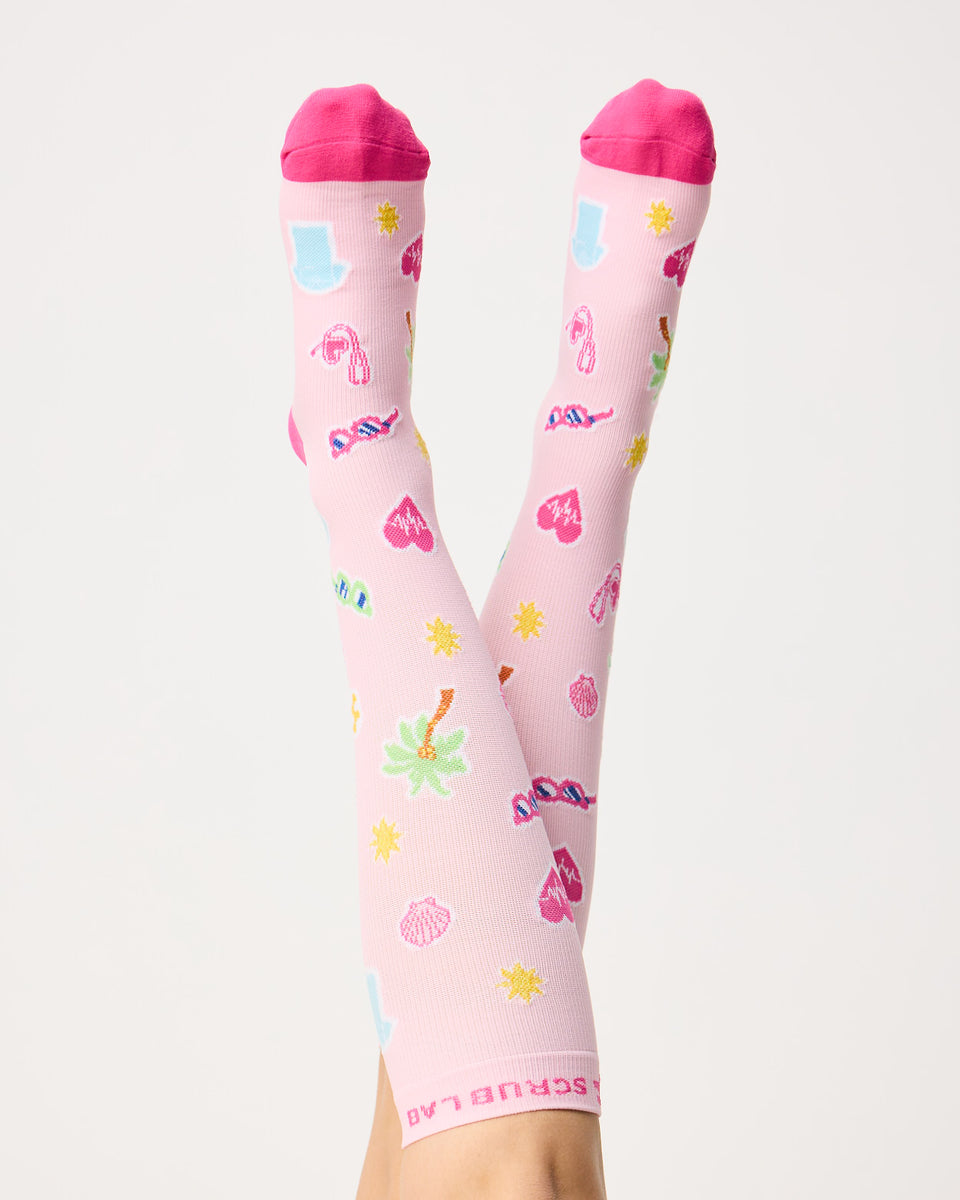 PRESCRIBING ADVENTURE Pink Compression Socks for Nurses & Healthcare | Scrub Lab – Scrub Lab ...