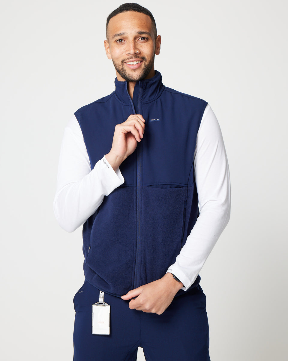 SLTech™ Men's Fleece Vest - Navy – Scrub Lab - Premium Medical Apparel