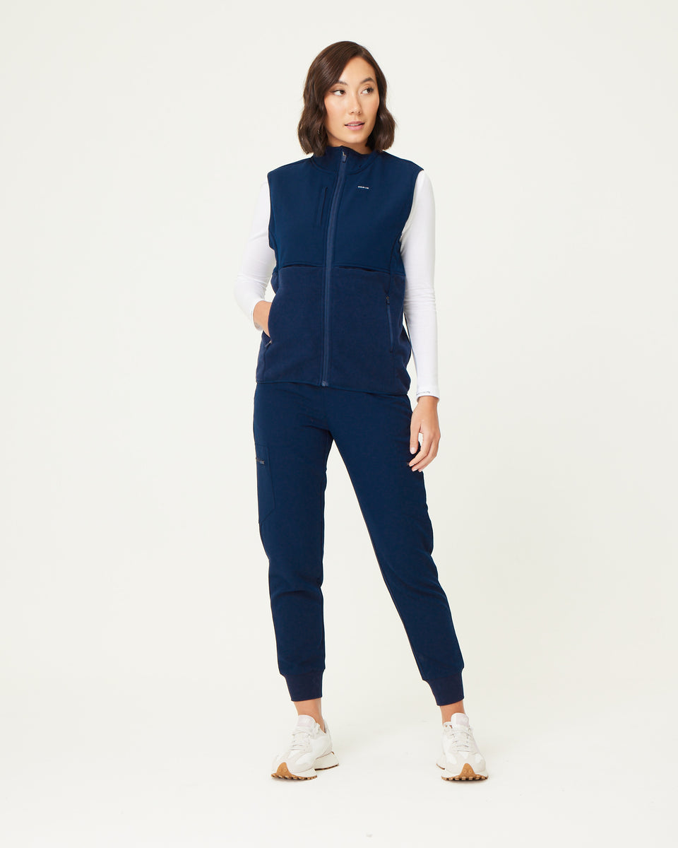SLTech™️ Women's Fleece Vest - Navy – Scrub Lab - Premium Medical Apparel