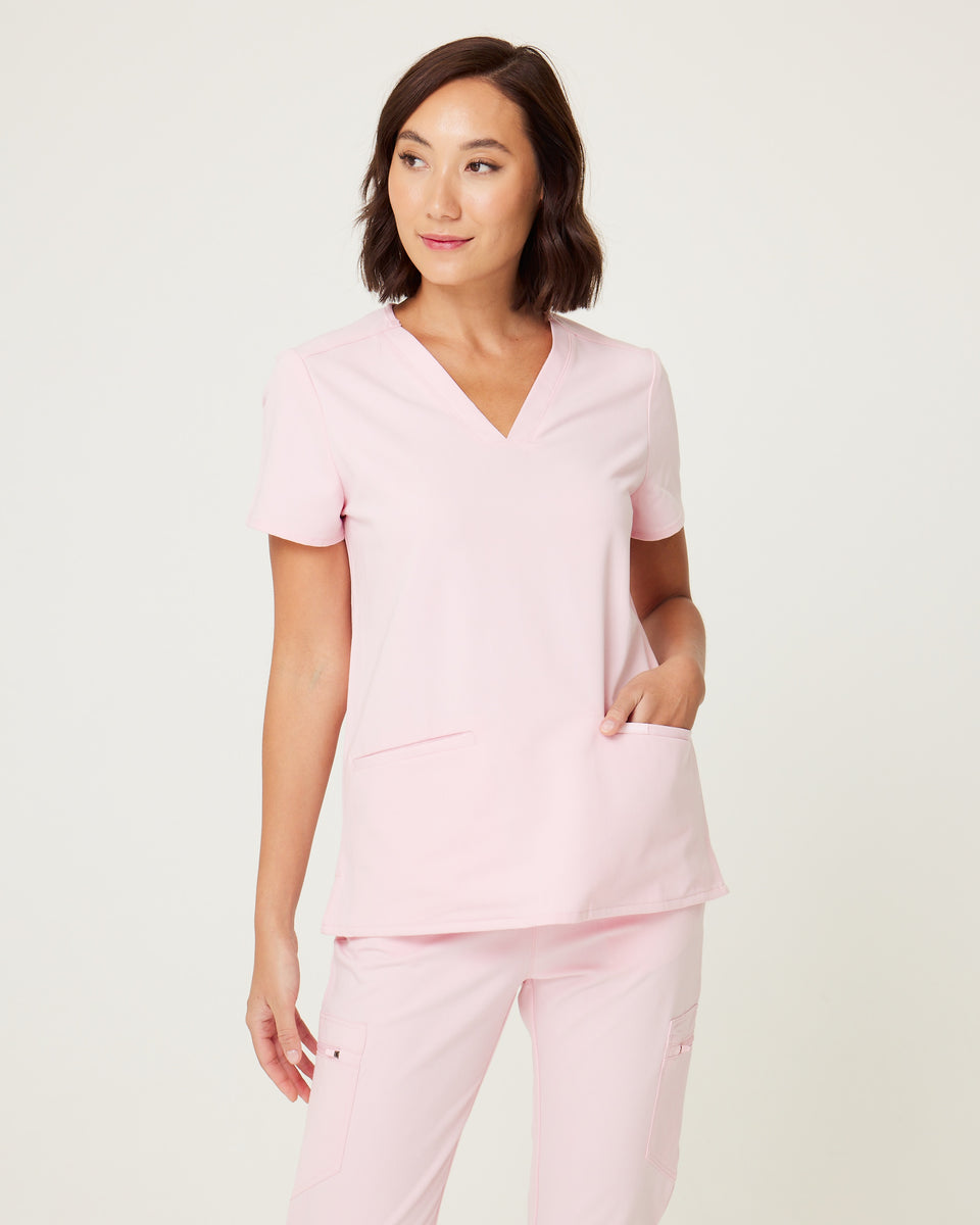 ELIZABETH Two Pocket Scrub Top (Original SLTECH™ fabric) - Powder Pink ...