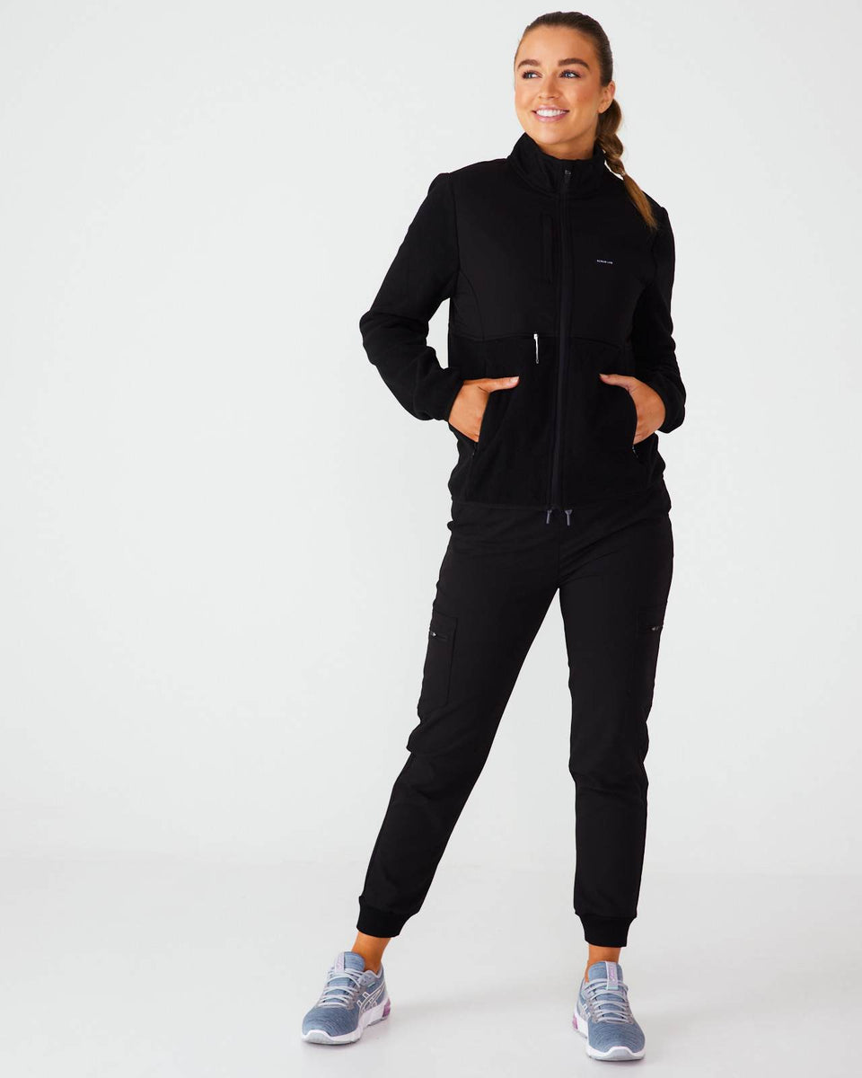 SLTech™️ Women's Fleece Jacket - Black – Scrub Lab - Premium Medical ...