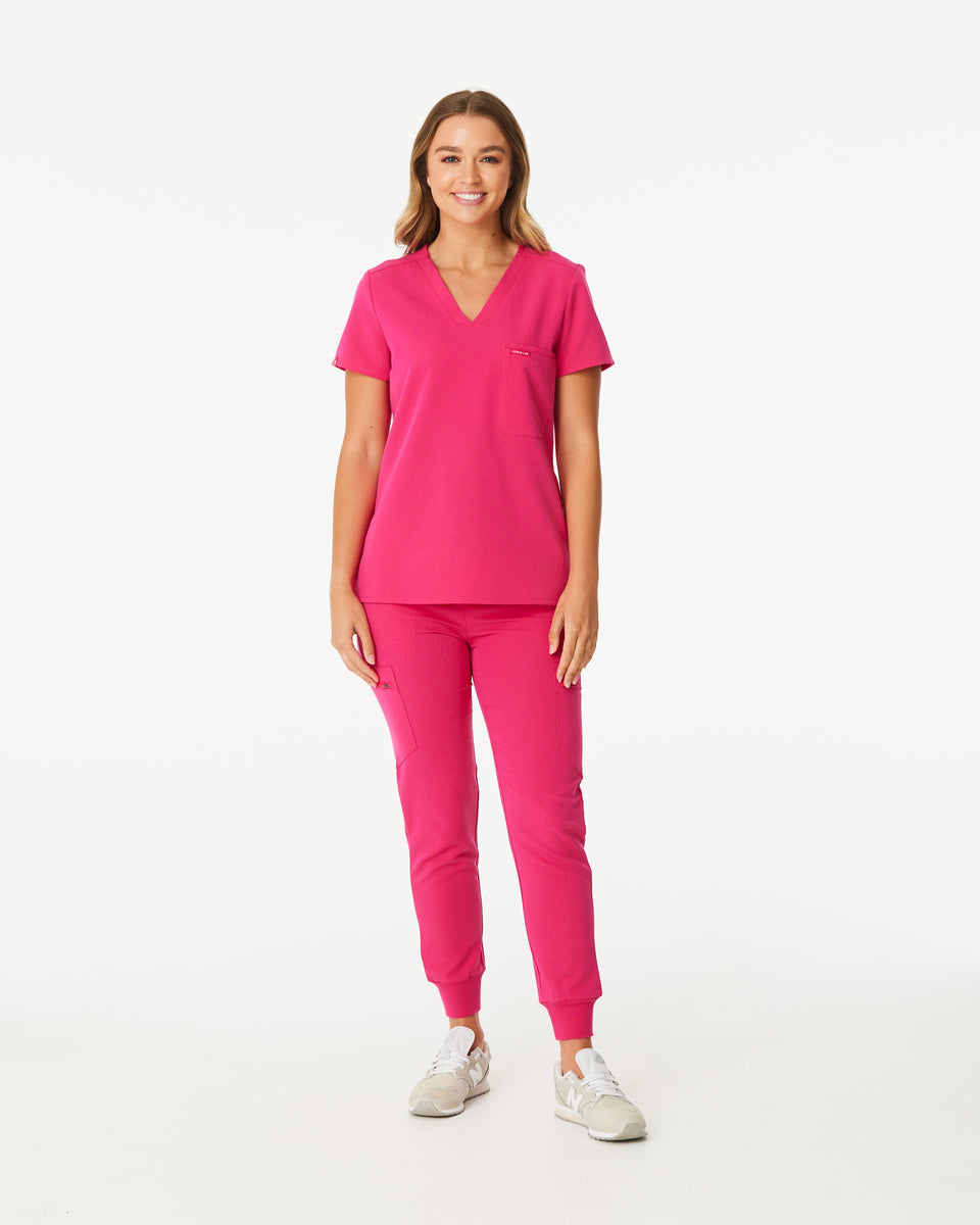 FLORENCE Pink Three Chest Pocket Scrub Top – Scrub Lab - Premium ...