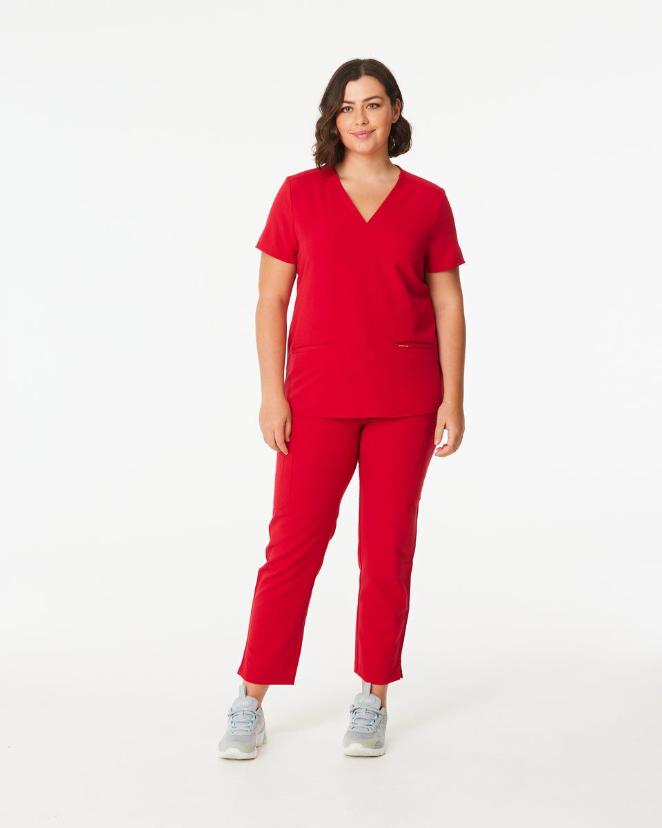 ELIZABETH Rouge Red Two Pocket Scrub Top – Scrub Lab - Premium Medical ...