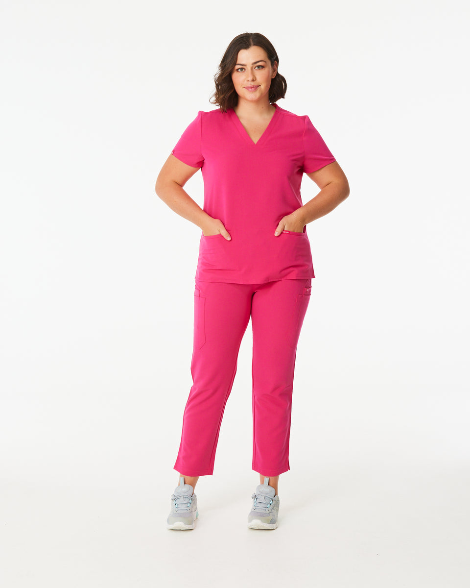 ELIZABETH Candy Pink Two Pocket Scrub Top – Scrub Lab - Premium Medical ...