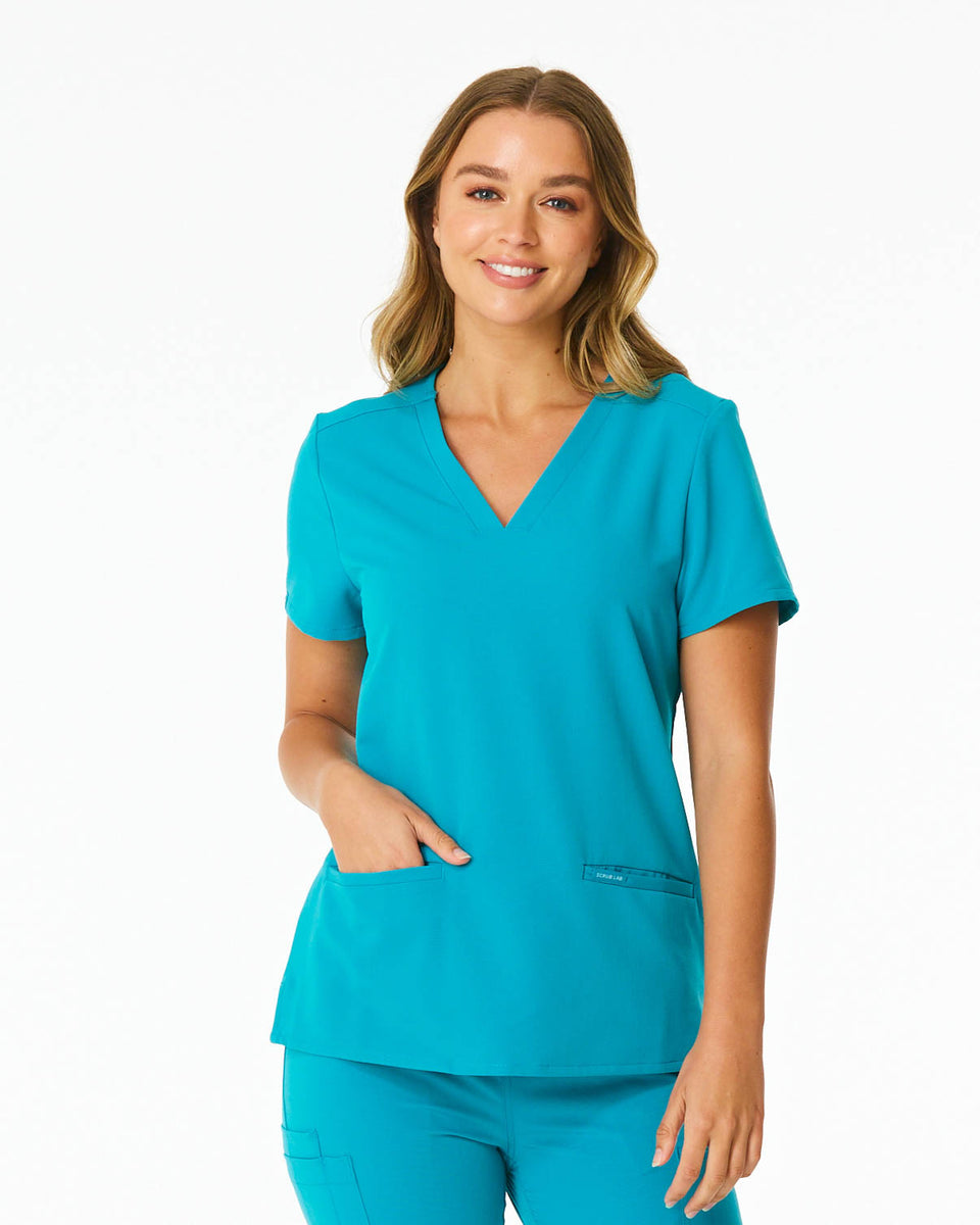 ELIZABETH Teal Two Pocket Scrub Top – Scrub Lab - Premium Medical Apparel